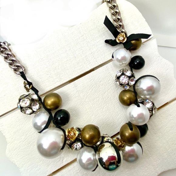 Jewelry | Big Statement Necklace Rhinestones Faux Pearls | Poshmark